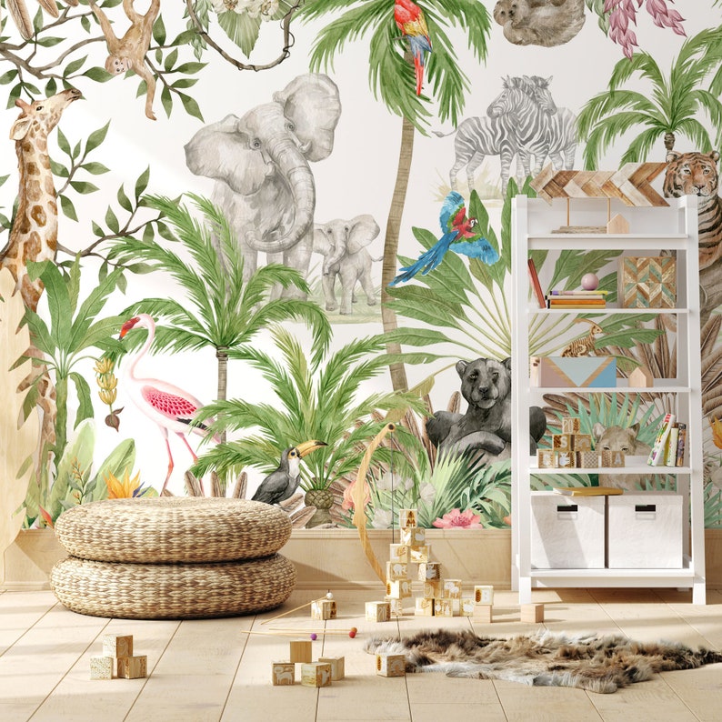 Jungle Wallpaper Jungle Wall Mural Tropical Wallpaper - Etsy