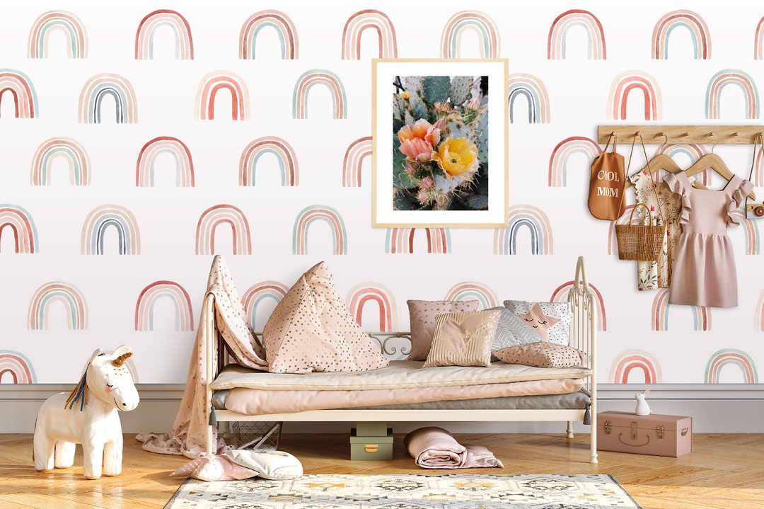 Boho Rainbows Wall Mural, Rainbows in Earthy Colors Wallpaper, Colorful ...
