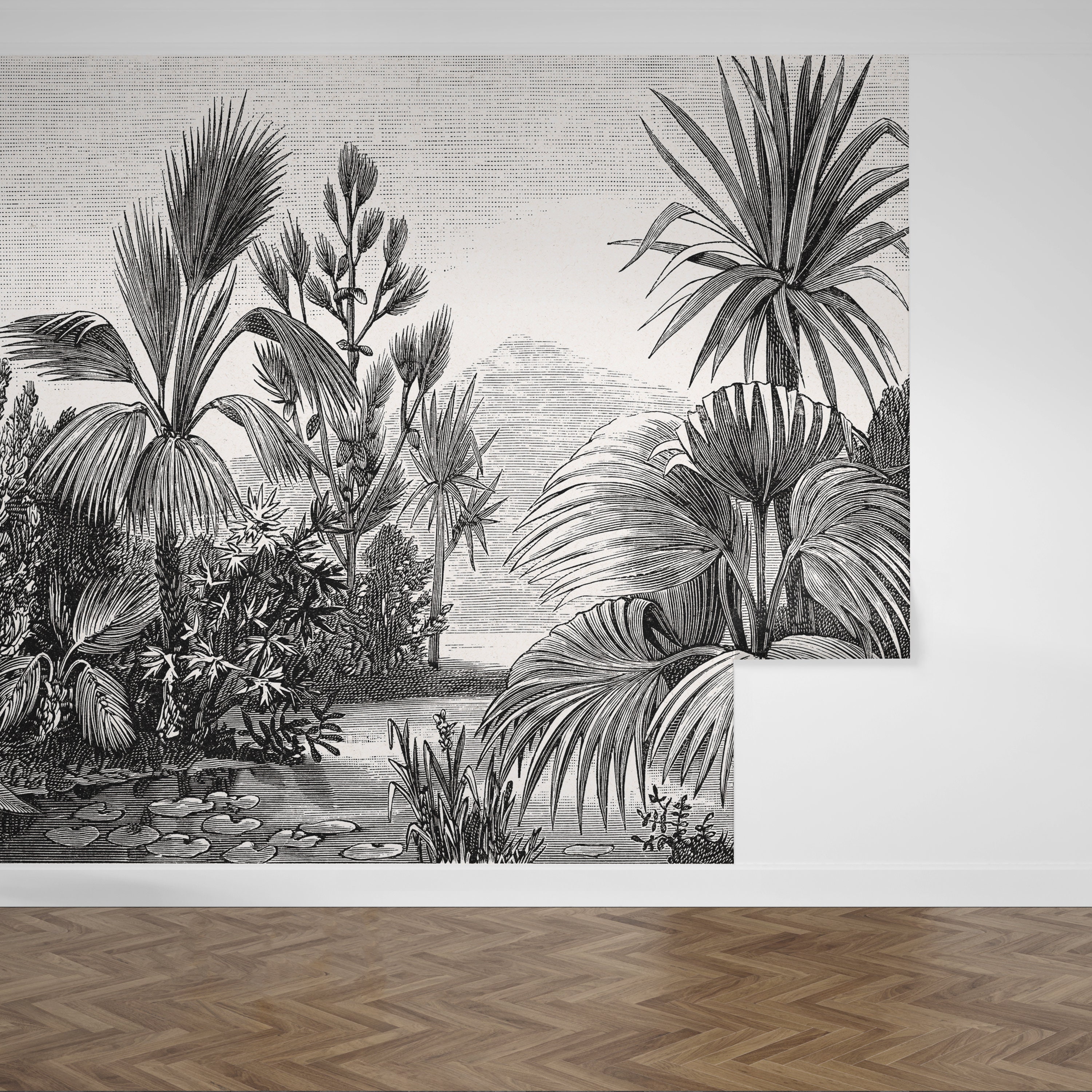 Vintage Equatorial Forest Wallpaper, Tropical Jungle Wall Mural ...