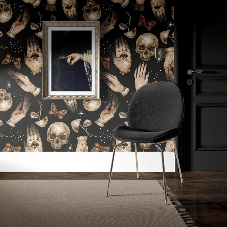 Dark Academia Wall Mural Moths and Skulls Wall Mural Vintage - Etsy