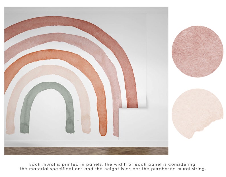 Watercolor Rainbow in Earthy Tones Wall Mural Boho Style - Etsy