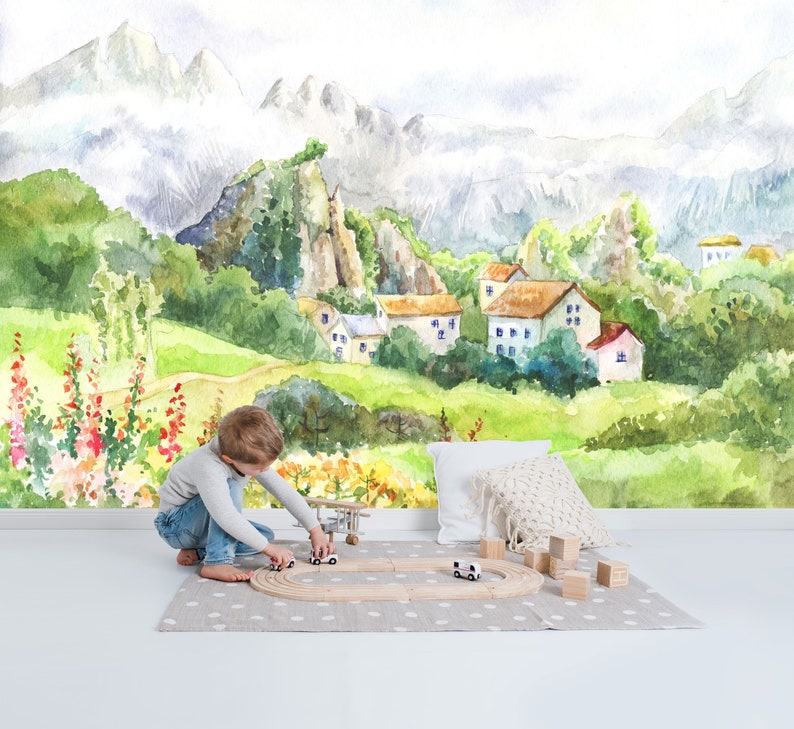 Countryside Wallpaper Countryside Scenic Wall Mural - Etsy