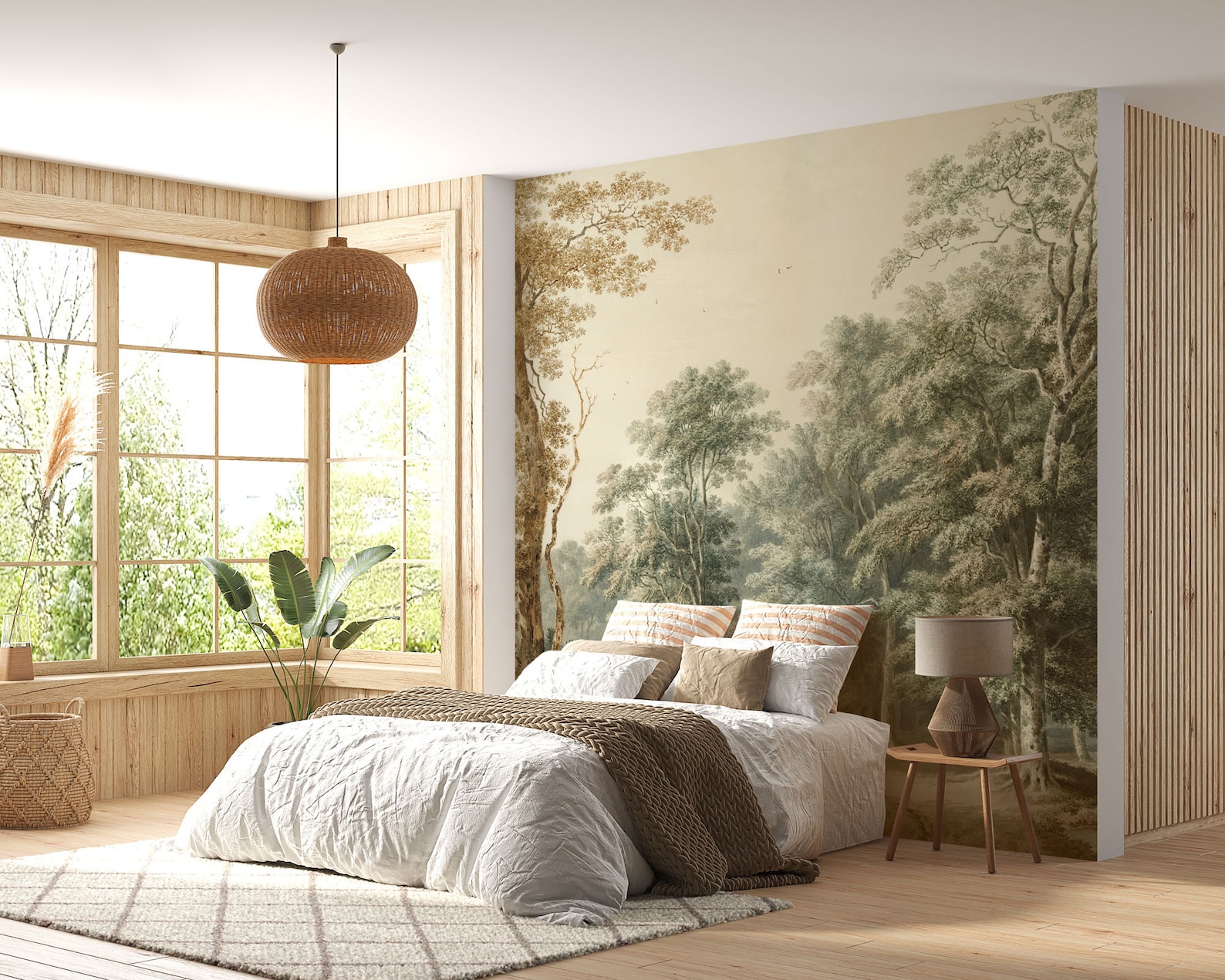 Vintage Scenic Wall Mural, Vintage Forest Scene Wall Mural, Vintage ...