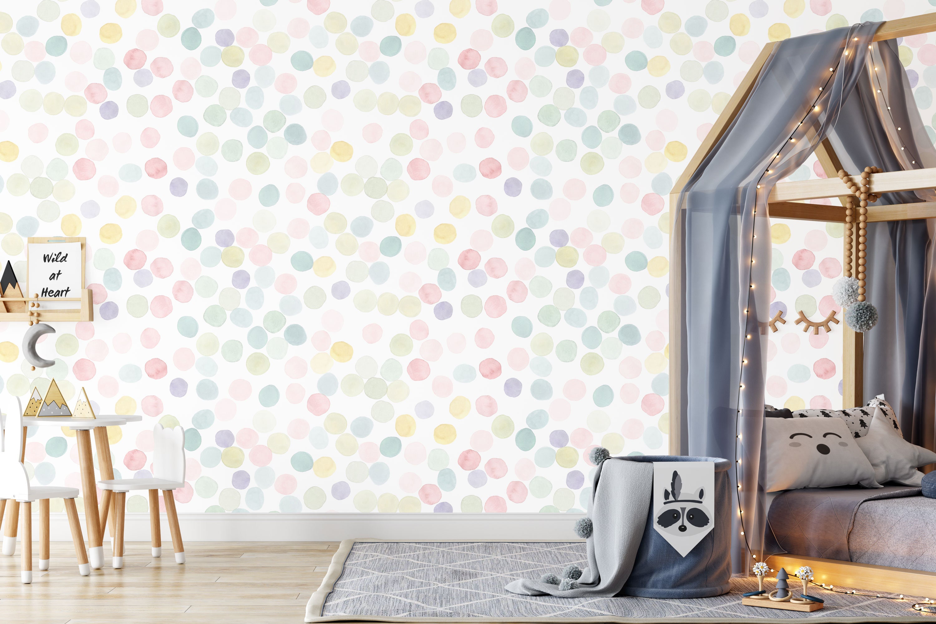 Watercolor Rainbow Dots Wall Mural Rainbow Spots Wallpaper - Etsy