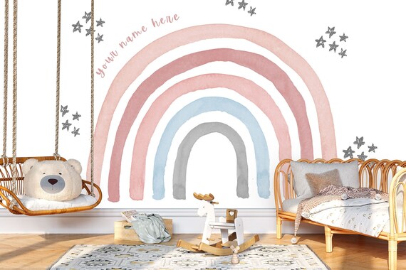 Watercolor Rainbow Wall Mural Watercolor Rainbow Wallpaper | Etsy