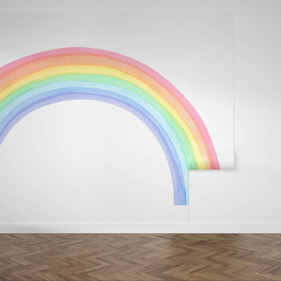 Watercolor Rainbow Wall Mural, Colorful Rainbow Wall Mural, Rainbow ...