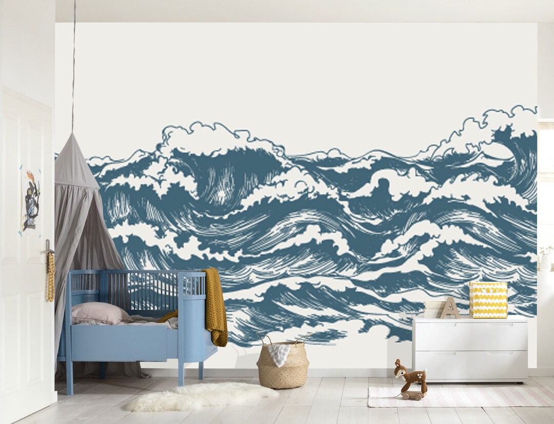 The New Wave Wall Mural, Ocean Wall Mural, Sea Wallpaper, the Big Wave ...