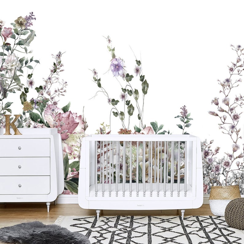 Blossom Spring Garden Wall Mural Floral Wallpaper Shabby | Etsy