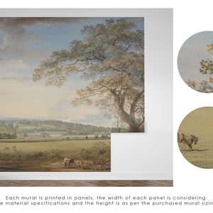 Vintage Rural Landscape Wall Mural, Scenic Wall Mural, Vintage Rural ...