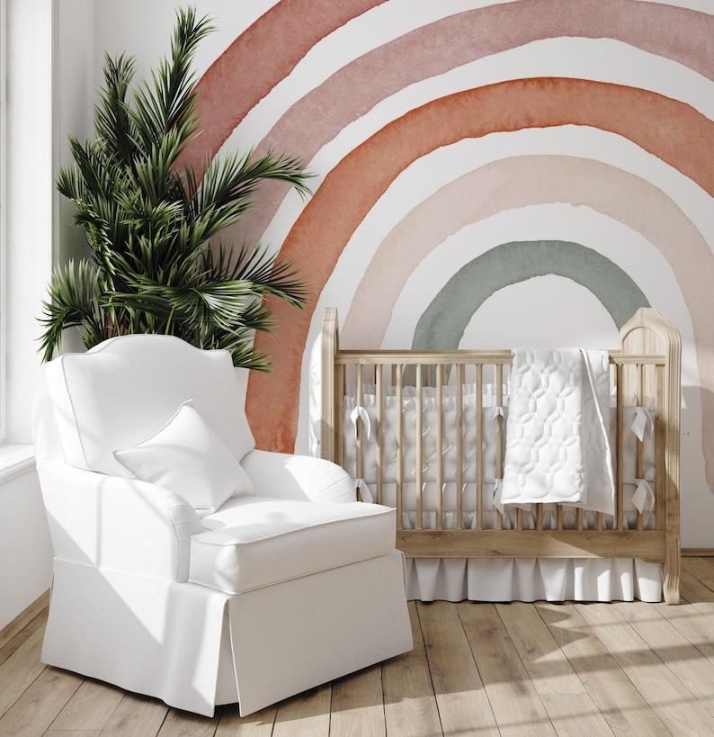 Watercolor Rainbow in Earthy Tones Wall Mural Boho Style - Etsy