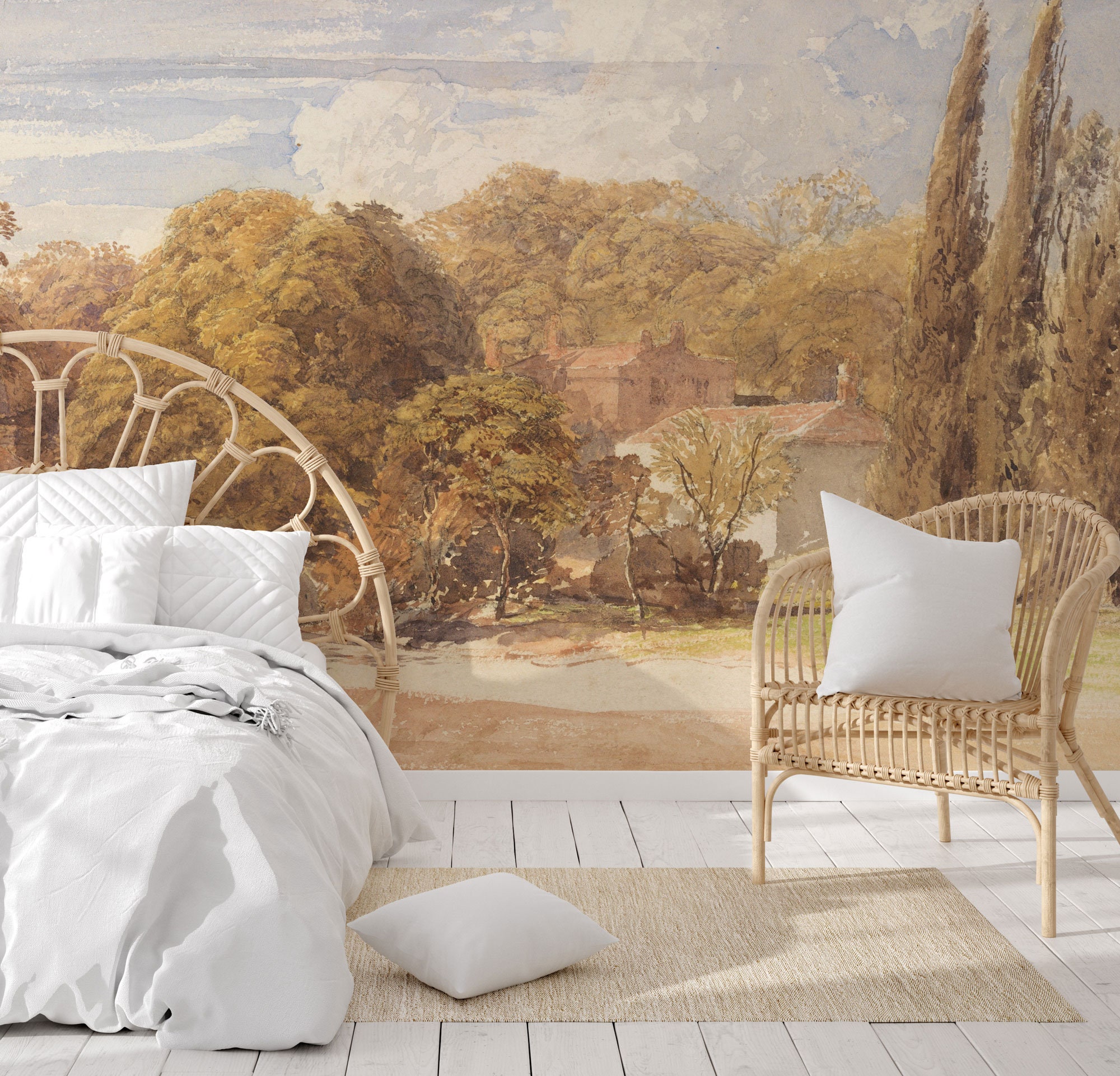 Vintage Rural Landscape 2 Wall Mural Scenic Wall Mural - Etsy