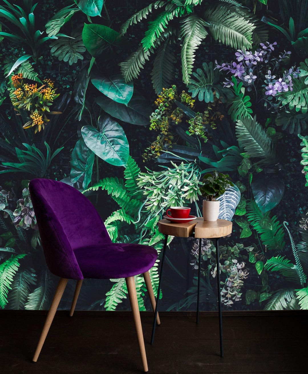 The Garden of Eden Wall Mural, Tropical Leaves Wallpaper, Lush Tropical ...