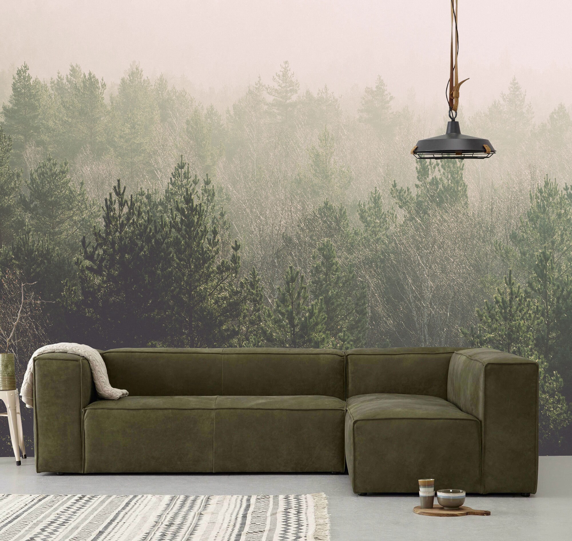 Vintage Misty Forest Scene Mural Mountain Forests Mural - Etsy