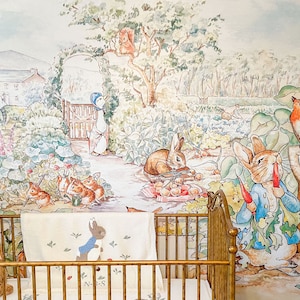 Peter the Rabbit Wall Mural, Fairytale Wall Mural, Fairy Garden ...