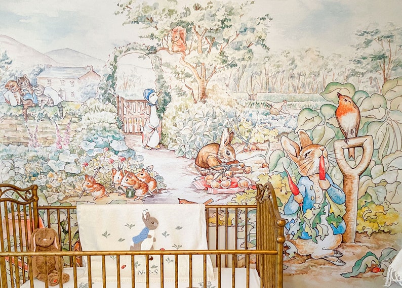 Peter the Rabbit Wall Mural, Fairytale Wall Mural, Fairy Garden ...