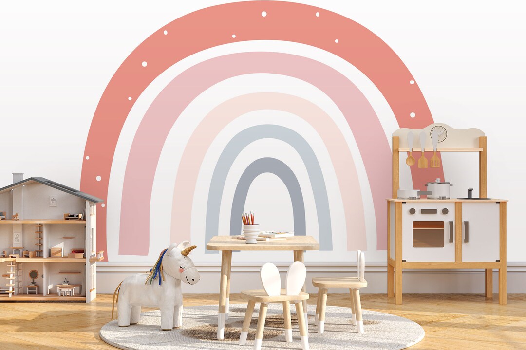 Colorful Rainbow Wall Mural, Seven Colours of the Rainbow Wallpaper ...
