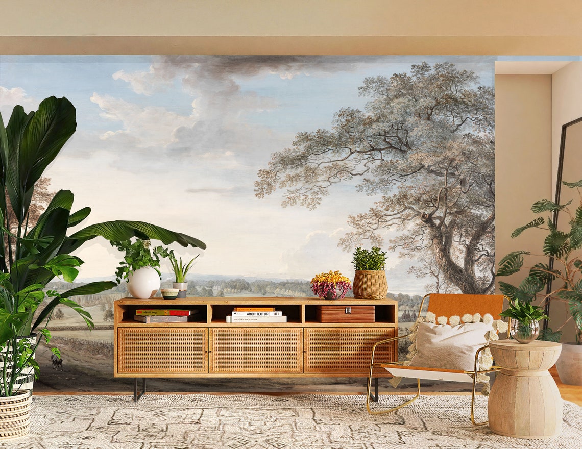 Vintage Scenic Wall Mural Vintage Landscape Wall Mural | Etsy