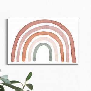 Watercolor Rainbow in Earthy Tones Wall Mural, Boho Style Rainbow Wall ...