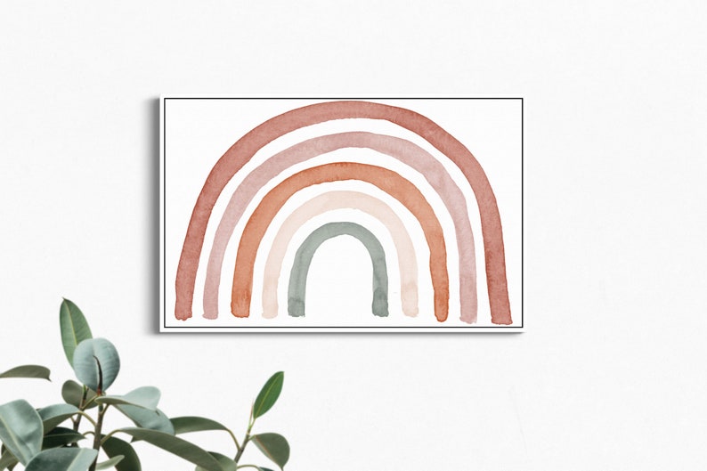 Watercolor Rainbow in Earthy Tones Wall Mural Boho Style - Etsy