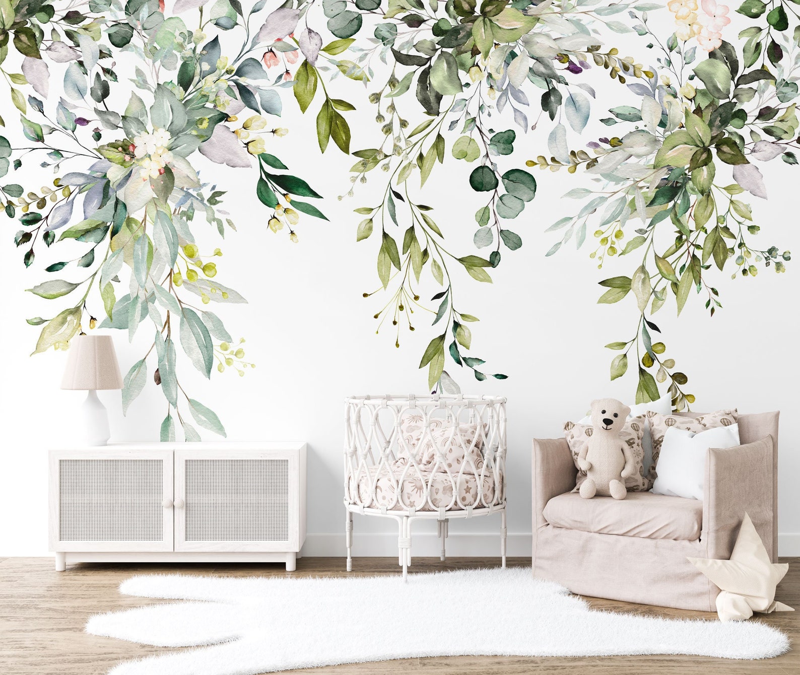Floral Drop Wall Mural, Hanging Garden Wall Mural, Hanging Garden ...
