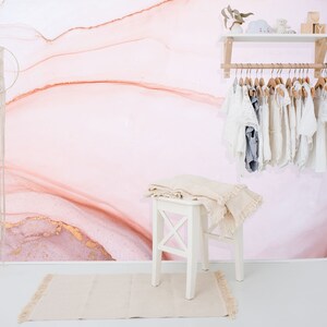 La Bohema Wall Mural, Abstract Splashes Wallpaper, Art Wallpaper, Blush ...