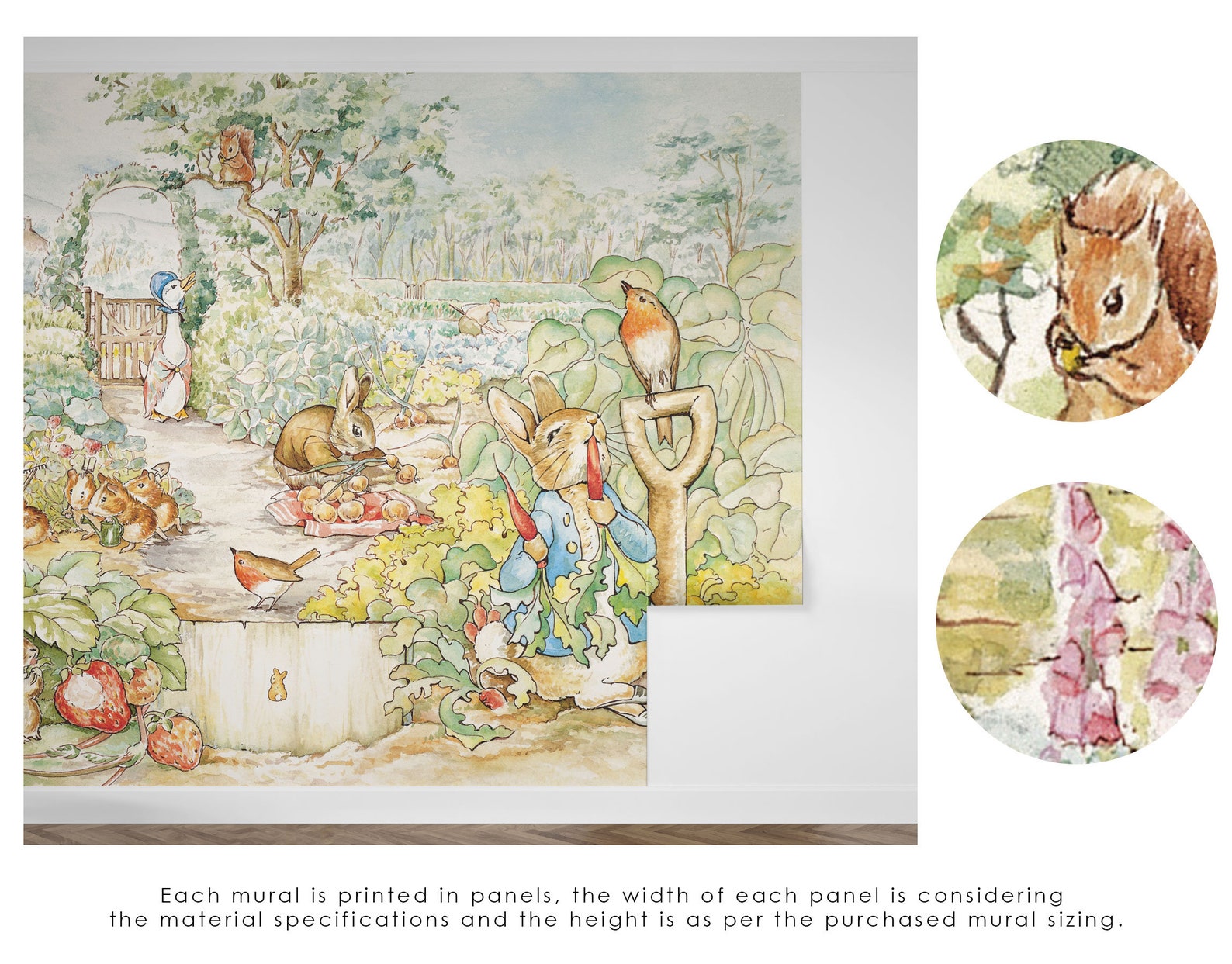 Peter the Rabbit Wall Mural, Fairytale Wall Mural, Fairy Garden ...