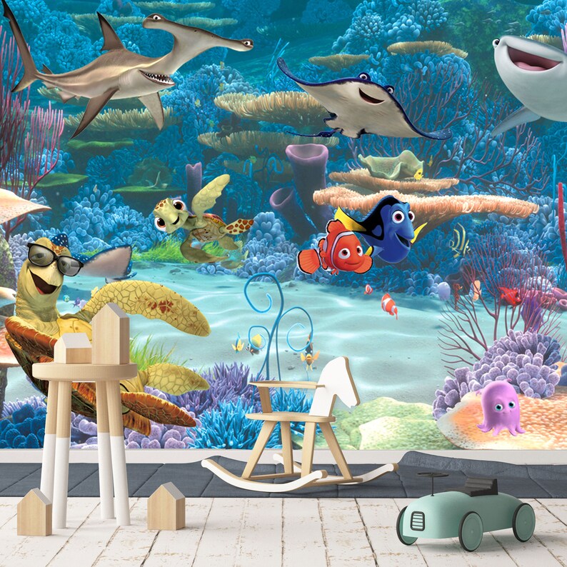 Finding Nemo Wall Mural Nemo and Dory Wall Mural Simba | Etsy