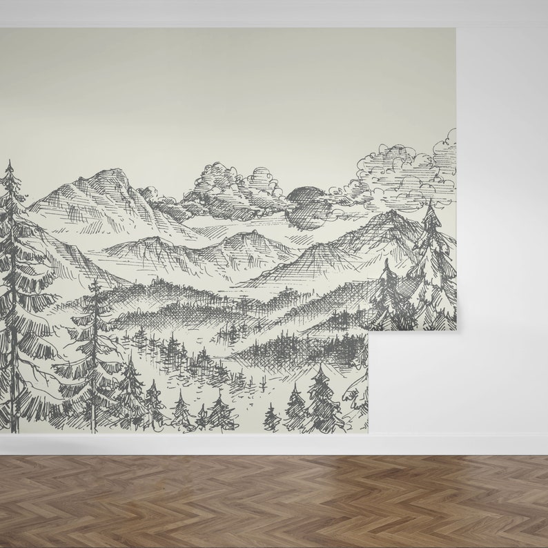 Sunrise Over the Mountain Wall Mural Mountain Wallpaper | Etsy