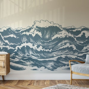 The New Wave Wall Mural, Ocean Wall Mural, Sea Wallpaper, the Big Wave ...