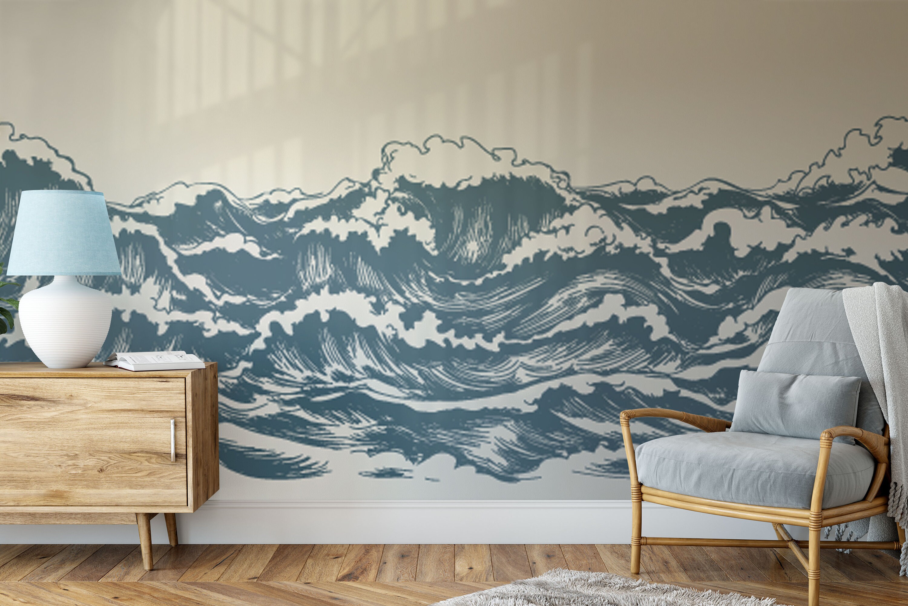 The New Wave Wall Mural Ocean Wall Mural Sea Wallpaper the - Etsy