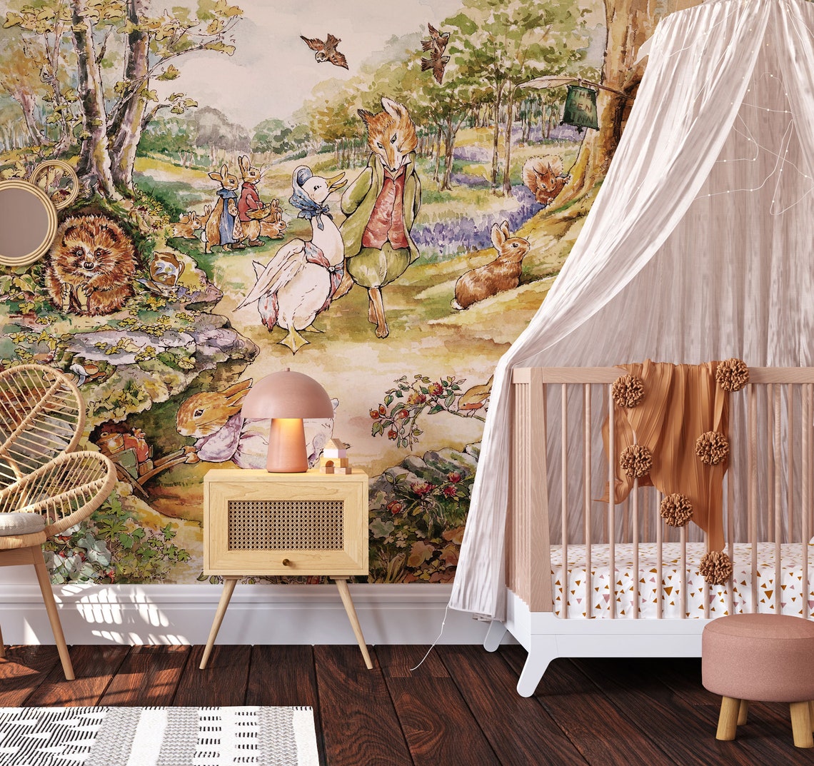Life in the Woods Wallpaper, Jemima Puddle-duck and Mr. Fox Wallpaper ...