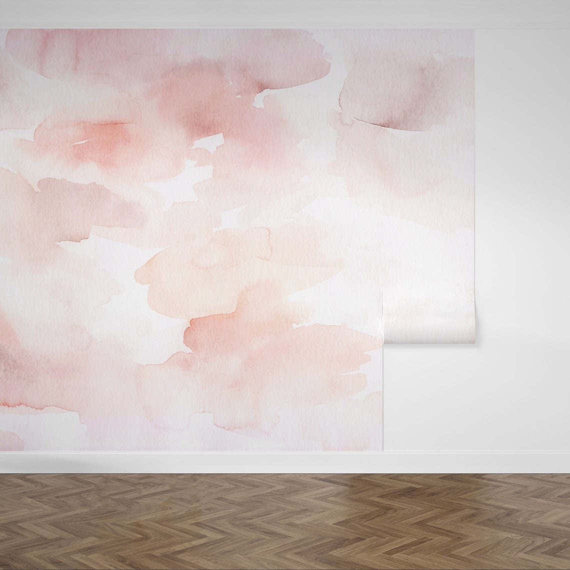 Blush Wall Mural Abstract Watercolor Wallpaper Watercolor | Etsy