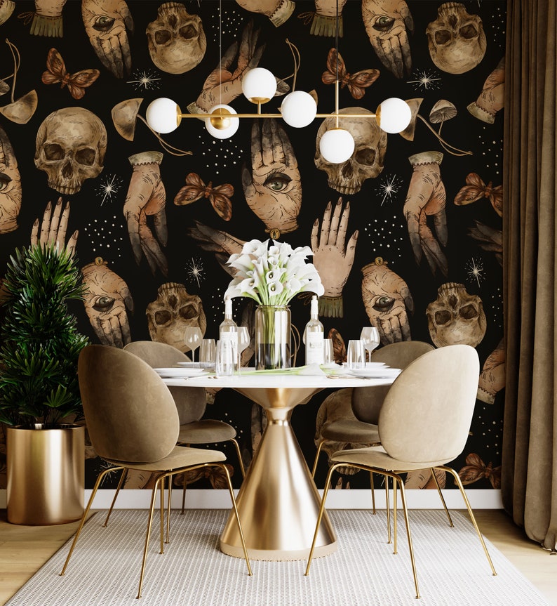 Dark Academia Wall Mural Moths and Skulls Wall Mural Vintage - Etsy