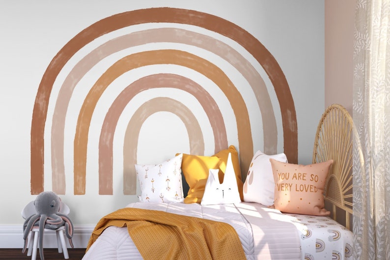 Boho Style Rainbow Wall Mural Rainbow in Earthy Tones Wall - Etsy