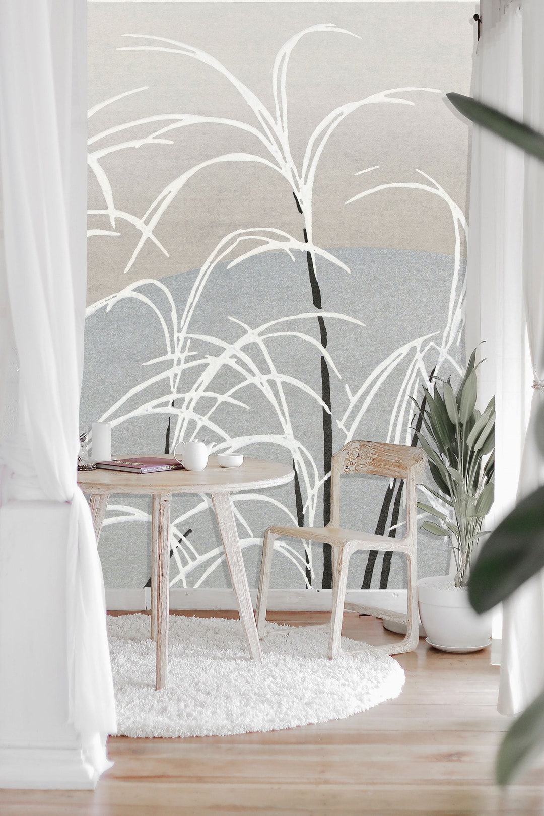 Hand Painted Chinoiserie Wall Mural, Hand-painted Wallpaper, Art Mural ...