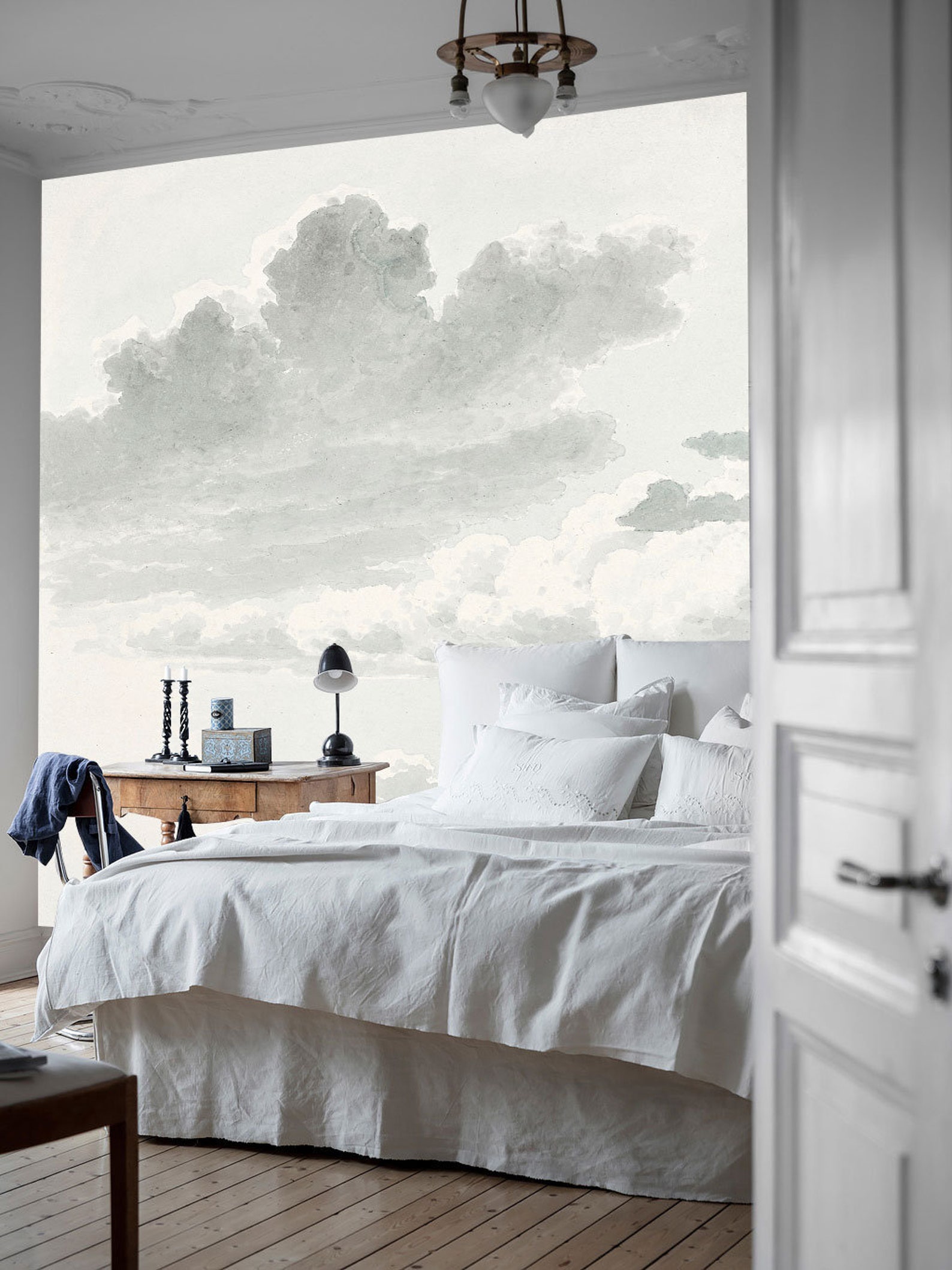 Sky Study Wall Mural Cloudy Wallpaper Sky in Soft Colors | Etsy