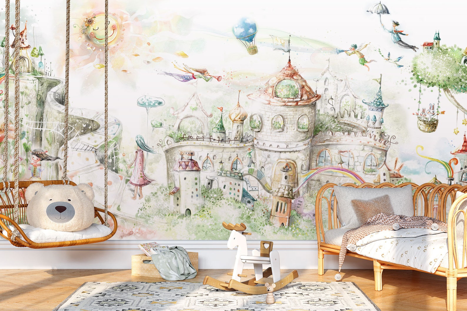 Fairy Tale Wall Mural Magical Hill Wall Mural Castle | Etsy