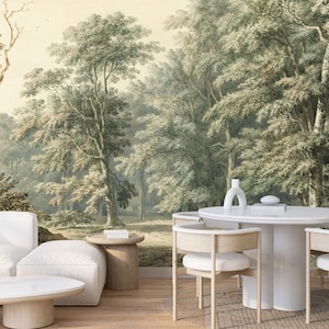 Vintage Scenic Wall Mural, Vintage Forest Scene Wall Mural, Vintage ...