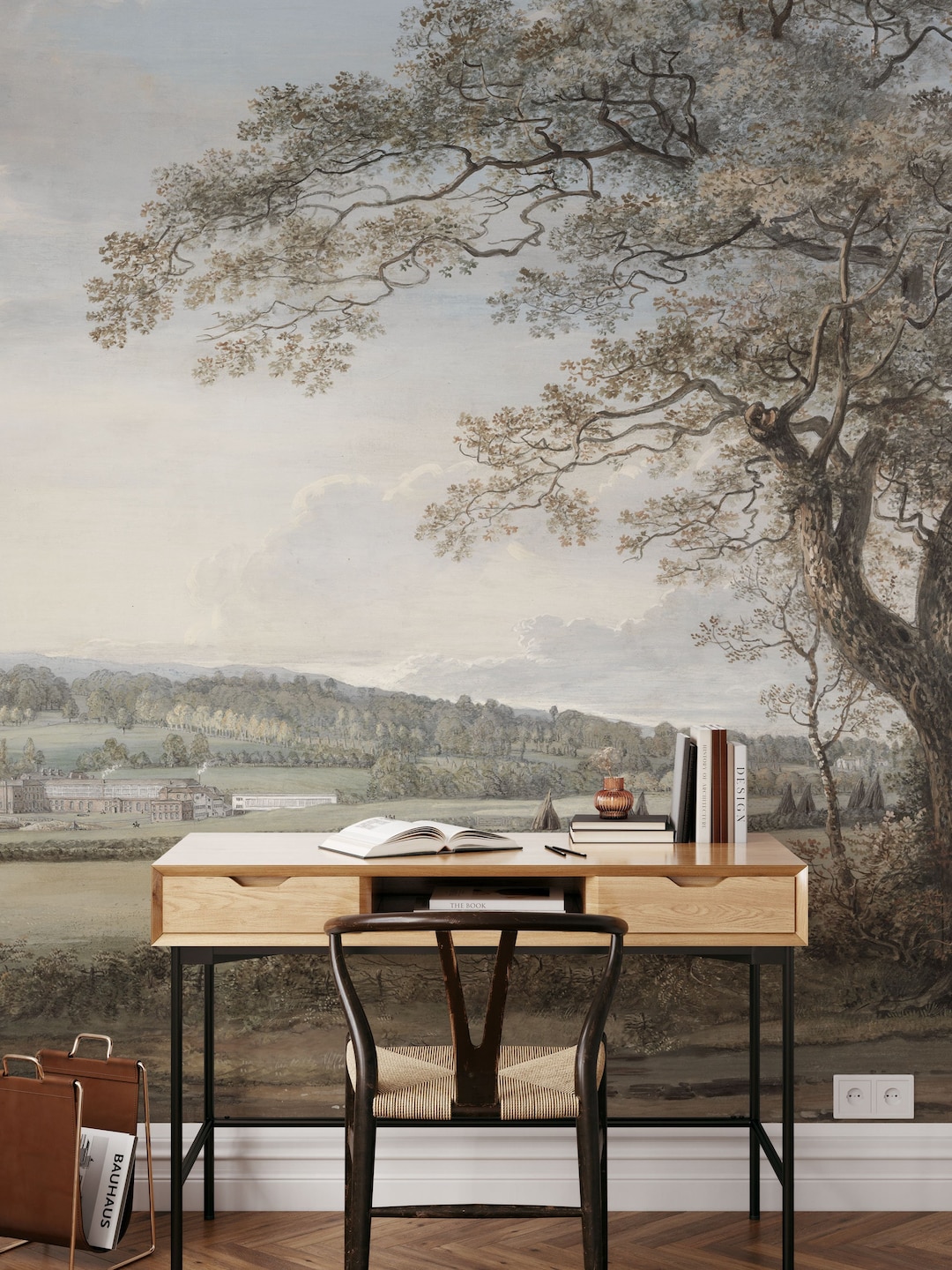 Vintage Scenic Wall Mural, Vintage Landscape Wall Mural, Vintage Rural ...