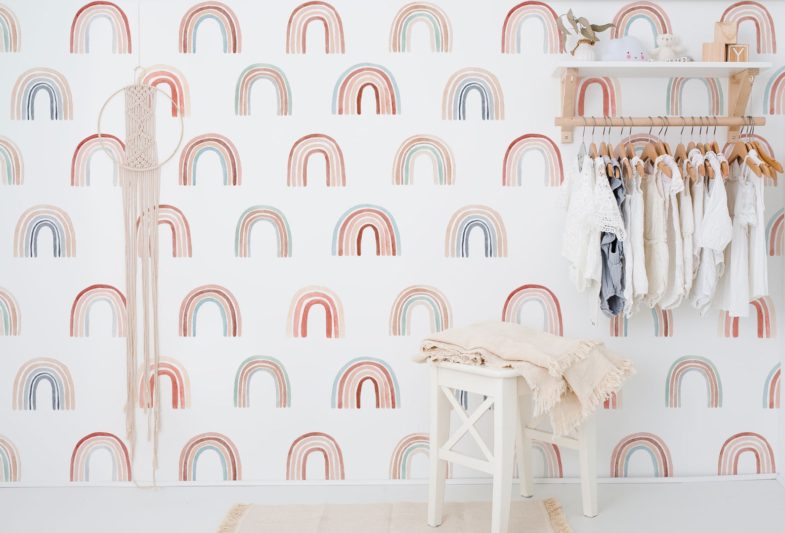 Boho Rainbows Wall Mural Rainbows in Earthy Colors Wallpaper - Etsy