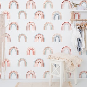Boho Rainbows Wall Mural, Rainbows in Earthy Colors Wallpaper, Colorful ...