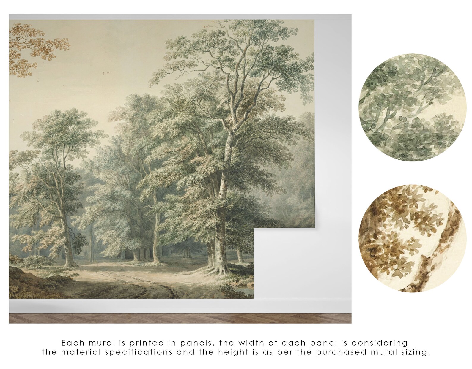 Vintage Scenic Wall Mural, Vintage Forest Scene Wall Mural, Vintage ...