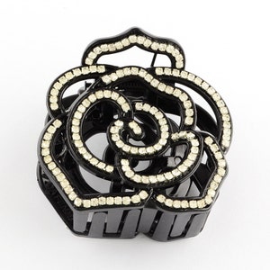 Black Flower Hair Clip Claw Diamante Hair Claw Clip Black Flower Hair ...