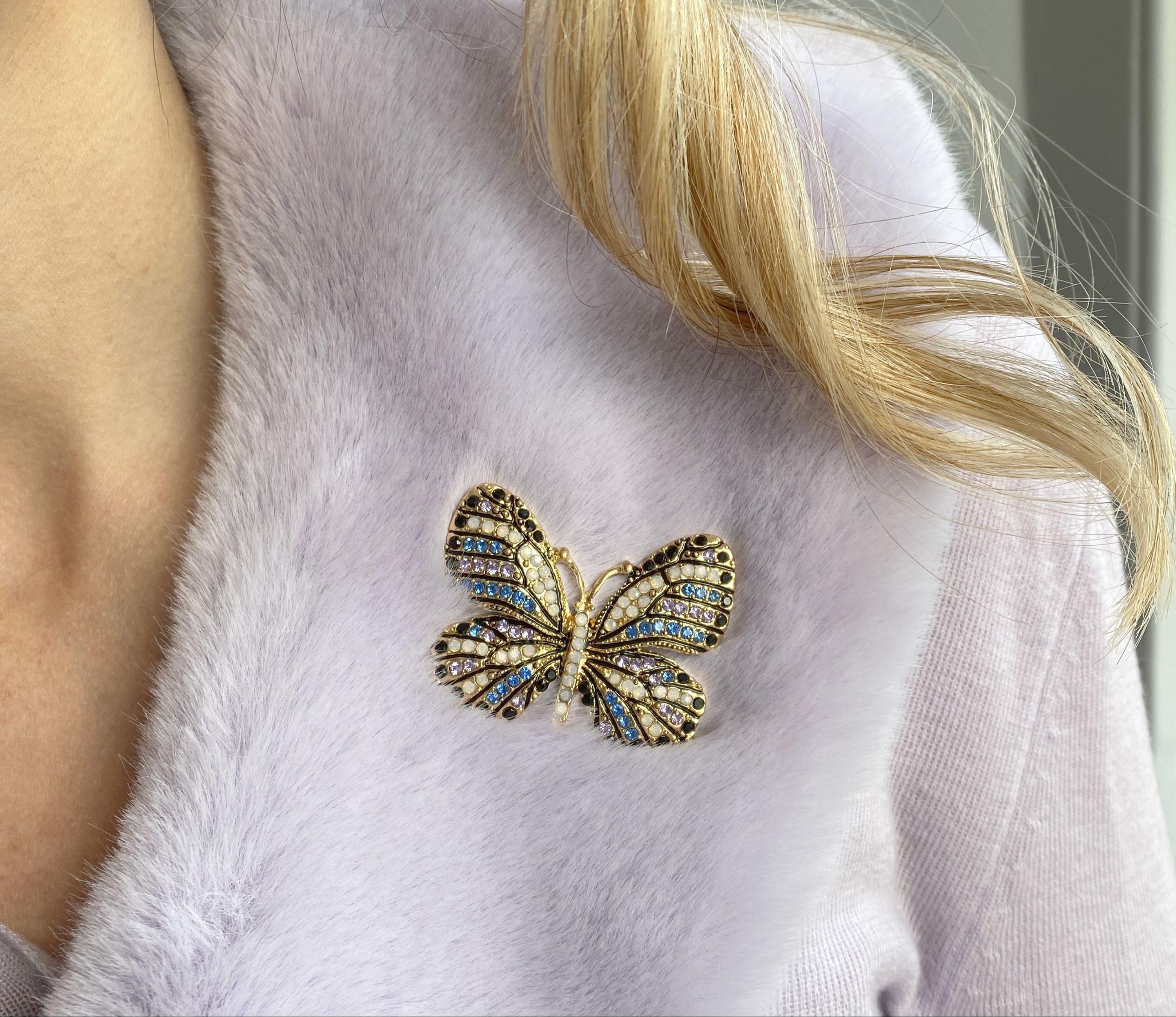 Butterfly Brooch Butterfly Pin Rhinestone Pin Diamante Brooch Crystal ...