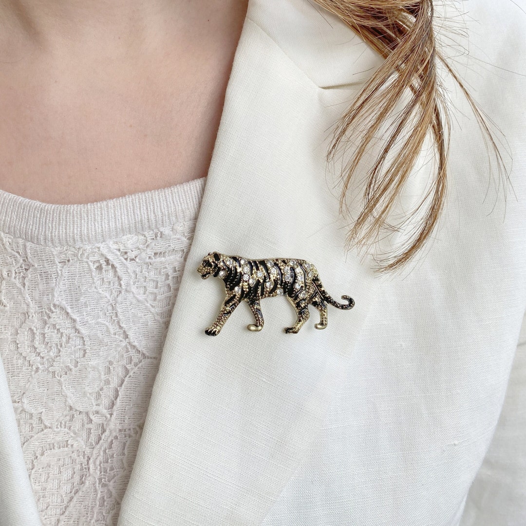 Tiger Pin Tiger Brooch Large Animal Brooch Animal Pin Animal Jewellery ...