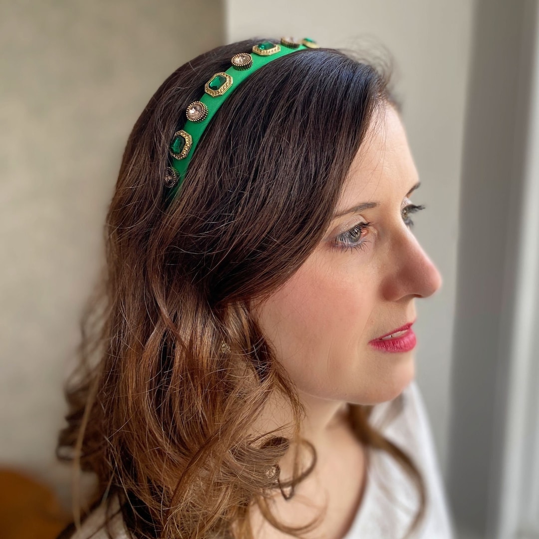 Green Headband Emerald Green Hair Band Jewelled Wedding Guest Headband ...