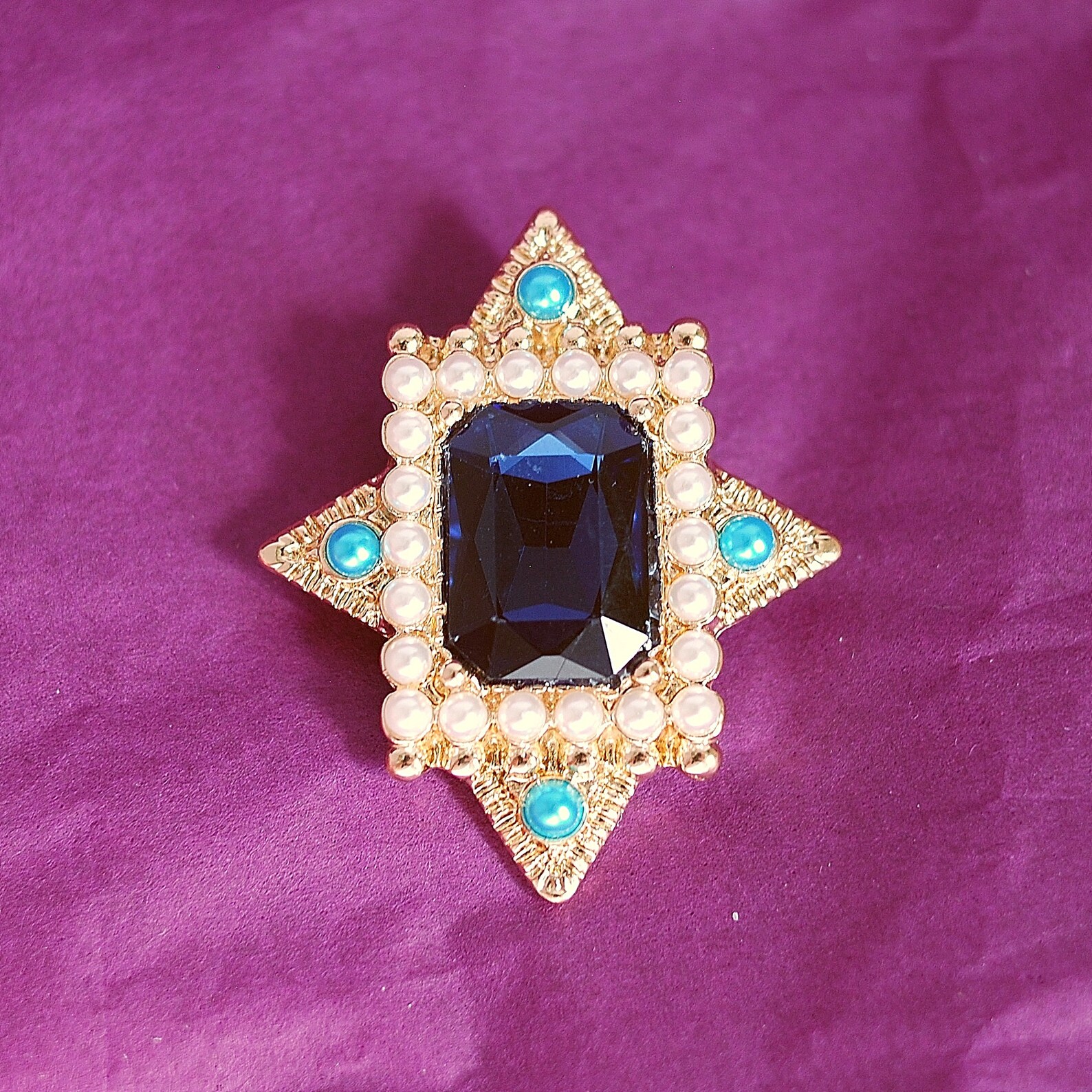 Blue Rhinestone Pin Blue Brooch Blue Pin Vintage Pin Vintage - Etsy UK