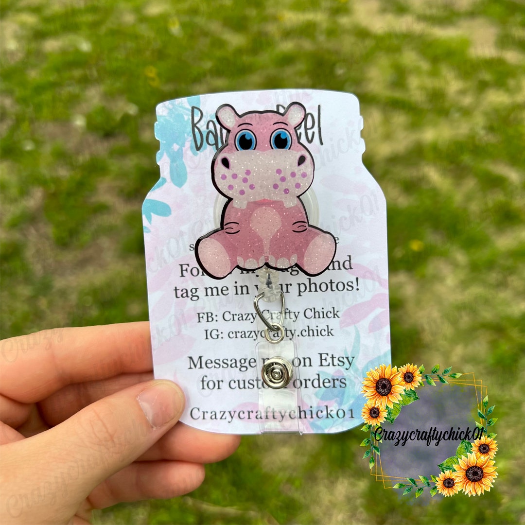 Sitting Hippo Badge Reel | Custom Badge Reel | Nurse Reel | Doctor Reel ...