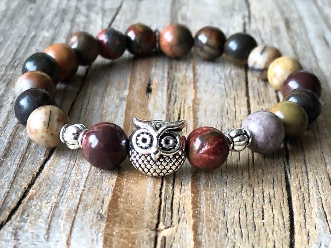 Natuursteen Armband Met Uil, Dames Bohemian Armband, Cadeau Voor Vrouw ...