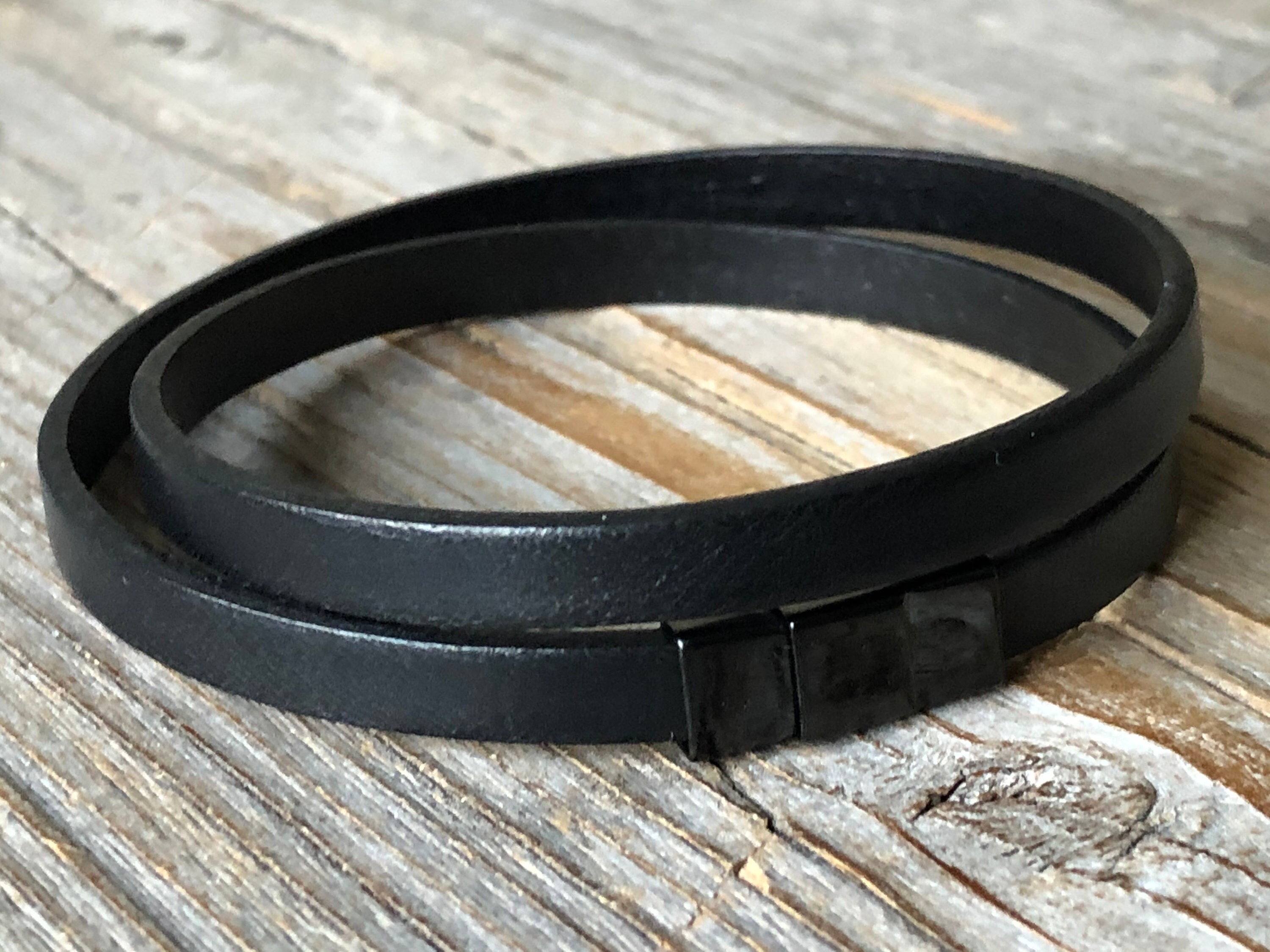 Pulsera de cuero pulsera negra para hombres pulsera de | Etsy